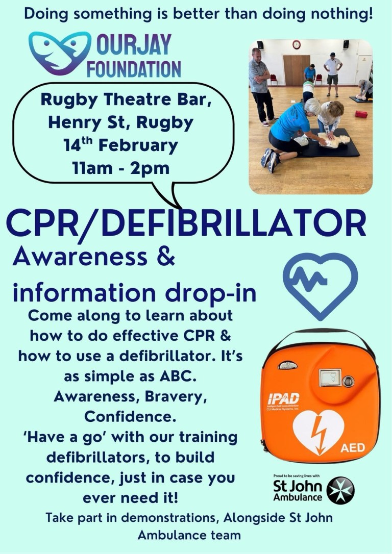 CPR/Defibrillator Awareness/Info Drop-in (OurJay Foundation) – Everything Else Blog